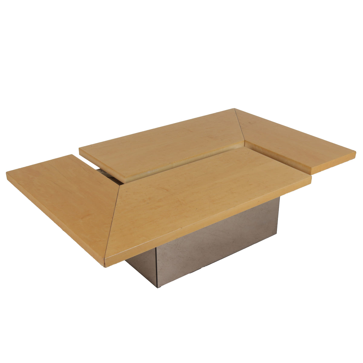 Coffee table with mirrored base and hidden bar by Paul Michele, c. 197 ...